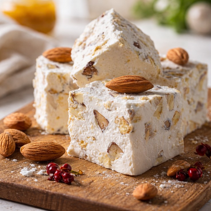 Soft White Nougat (Italian Torrone) – Traditional Recipe - lidia's ...