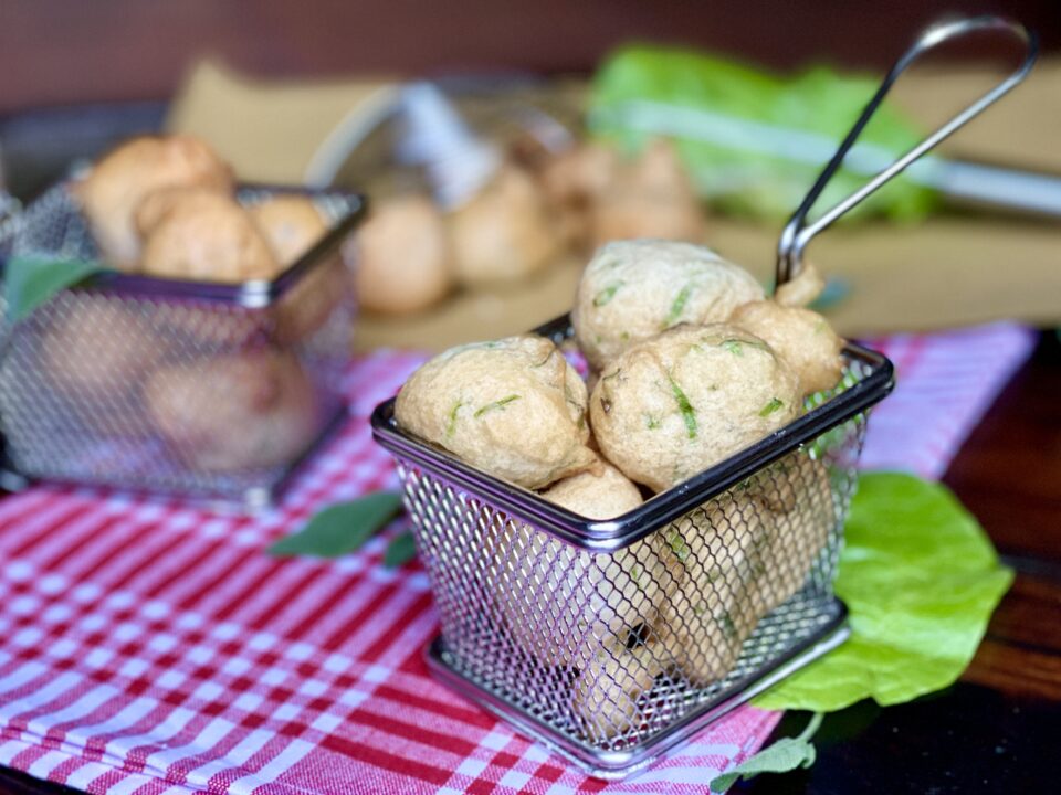 Ligurian frisceu with sage and lettuce are hot, fragrant fritters