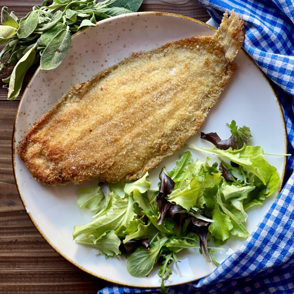 Breaded sole in sage butter is a fish second course.