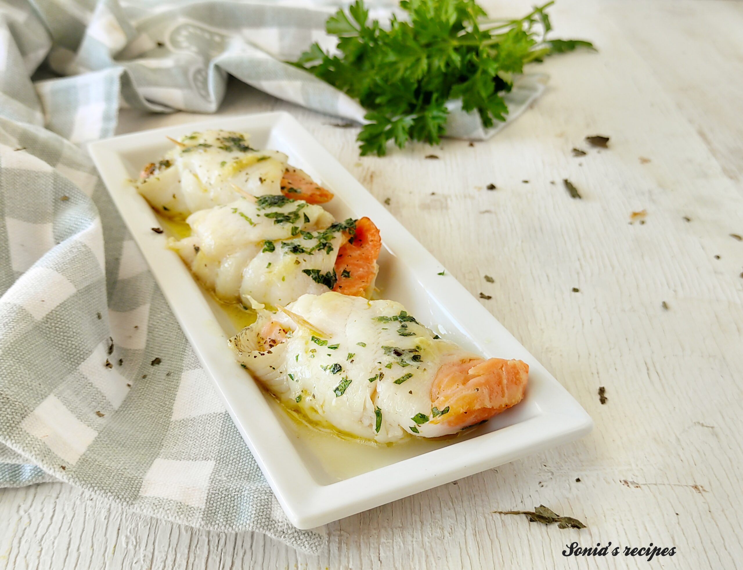 Rolls of plaice and salmon | Sonia's recipes