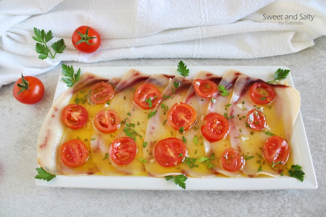 Swordfish Carpaccio with Cherry Tomatoes - Sweet and Salty